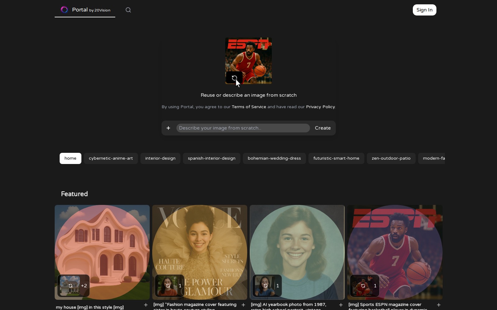Portal by 20Vision - AI Image & Video Tool | Oeb.ai