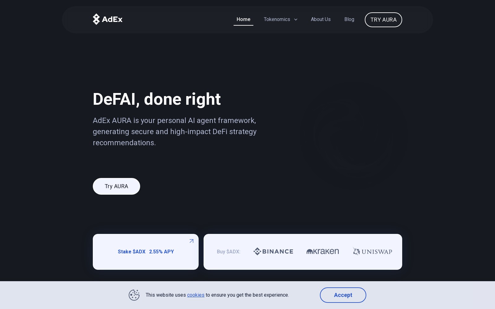 AdEx AURA: スマートDeFi AIエージェント | Oeb.ai