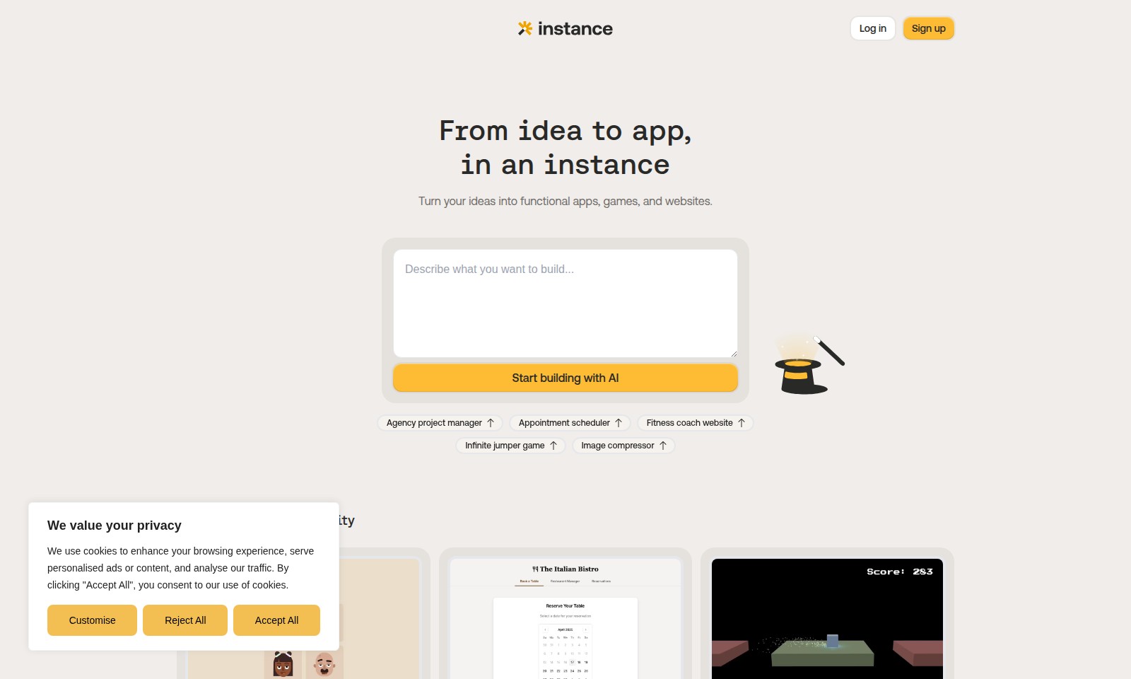 使用AI即时构建应用程序 | Oeb.ai