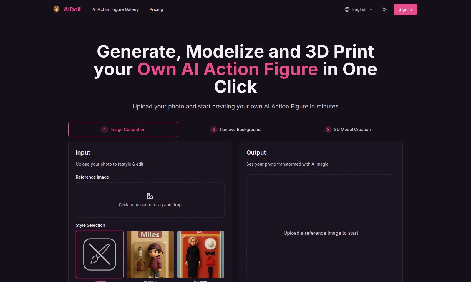 カスタムAIアクションフィギュアを作成する | Oeb.ai