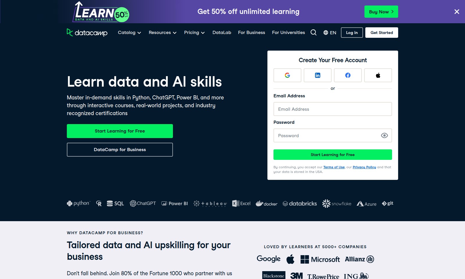 50% Off Unlimited Learning on DataCamp | Oeb.ai